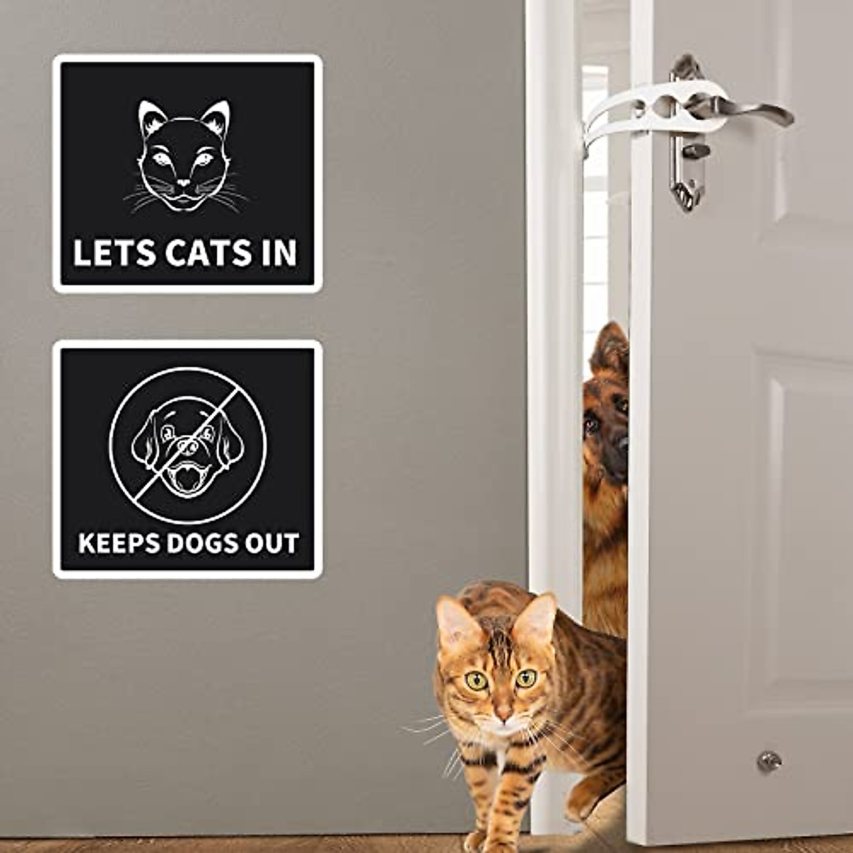 Cat Door Interior Door - Ellasdan Cat Door Latch Keeps Dogs & Kids Out of Litter & Food, Cat Door Stopper Flexible Cat Door Holder Cat Gate One Piece No Measuring