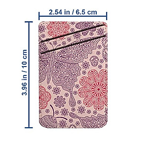 Diascia Pack of 2 - Cellphone Stick on Leather Cardholder ( Flowers Ladybug Butterflies Pattern Pattern ) ID Credit Card Pouch Wallet Pocket Sleeve