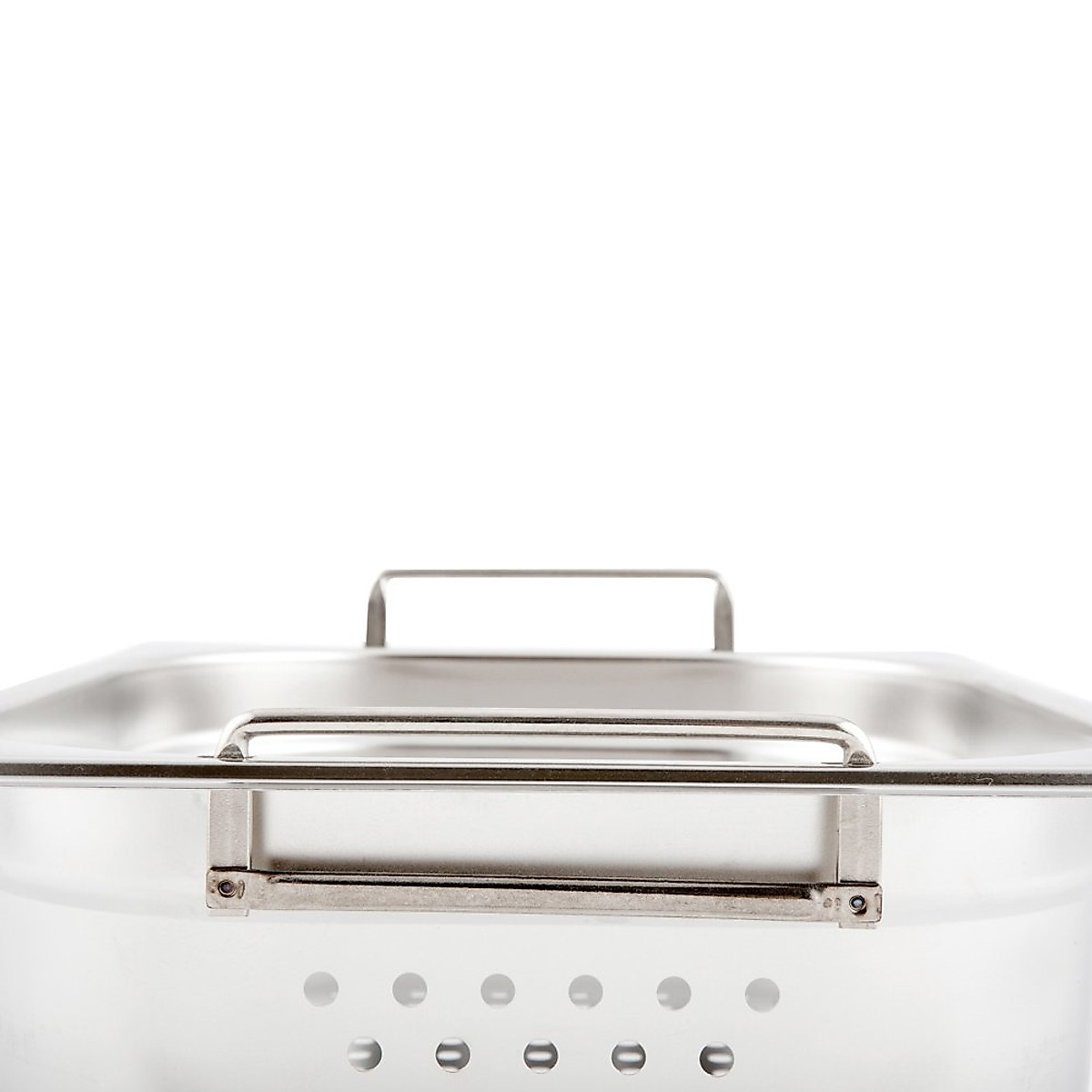 Restaurantware Perforated Steam Table Pan - Half Size - 4" Deep - Collapsible Handles - Anti Jam - Commercial Grade Stainless Steel - 1ct Box - Met Lux