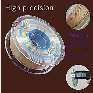 Maths Silk Rainbow Pla+ 3D Printer Filament 1.75mm (±0.02 mm), 1Kg/2.2lb, Vacuum Package for 3D Printer & 3D Pen- Rainbow