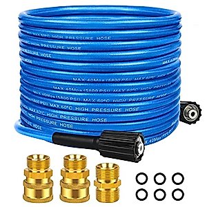 32.8 Ft Pressure Washer Hose, 5800 PSI Kink Resistant Washer Hose for Power Washer Upgrade Flexible Pressure Washer Hose Compatible with M22 14MM Connectors Suitable for Most Pressure Washers (Blue)