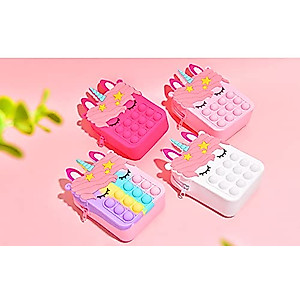 Gifts for Kids Rainbow Unicorn Purse Bag for Girls and Women, Fashion Pop Purse Push Bubbles Fidget Toy, Wallet Ladies Bag Silica Dimple Crossbody Bags For Girls