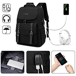 zalupri Work Laptop Backpack for Men, 15.6 inch Travel Backpack Stylish Teacher Backpack Casual Daypack laptop Bag with USB Charing Port, Black