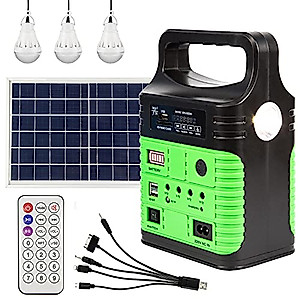 Solar Generator - Portable Power Station for Emergency Power Supply,Portable Generators for Camping,Home Use&Outdoor,Solar Powered Generator With Panel Including 3 Sets LED Light (green)