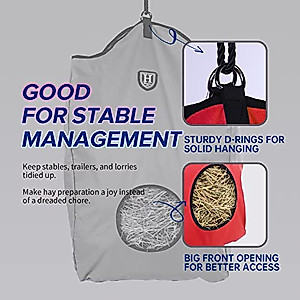 Harrison Howard Premium Durable Horse Hay Bag Slow Feed Hay Bag Waterproof Large Capacity Horse Tote - Red