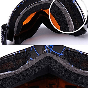 FRAHS Ski Goggles, Anti-Fog Snow Goggles with Double-Layer Lens & Extra Wide Elastic Band, Snowboard Goggles for Men & Women (Color : B, Size : 18 * 8.6CM)