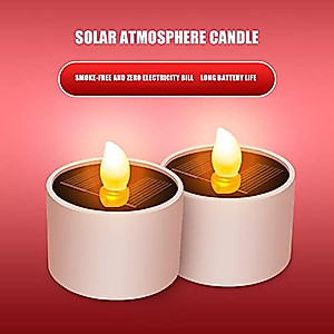 Hoghaki Solar Power Tea Lights,Outdoor Candle Flameless Flicker,IP42 Waterproof Rechargeable LED Candles with Dusk to Dawn Sensor,for Lantern Garden Camping Party Home Decorations