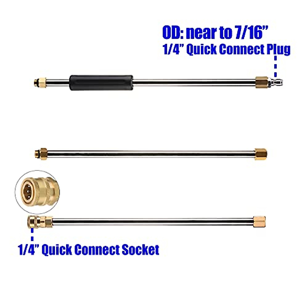 M MINGLE Pressure Washer Wand Extension, Replacement Lance, 7.5-Feet, 1/4 Inch Quick Connect, 4000 PSI