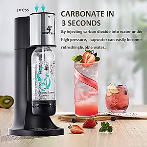 4° Sparkling Water Maker, Carbonated Water Machine and Soda Maker Machine for Home or Office, with 1.0L BPA-free Sparkling Water Bottle, Compatible with Any Screw-in 60L CO2 Carbonator(NOT Included)(Matte Black)