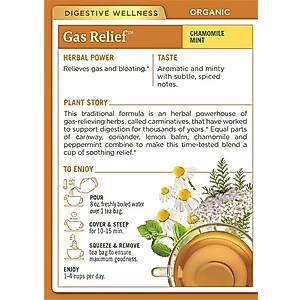 Traditional Medicinals Organic Gas Relief Chamomile Mint Herbal Tea, Relieves Gas & Bloating, (Pack of 1) - 16 Tea Bags