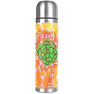 Stainless Steel Leather Vacuum Insulated Mug Abstract Thermos Water Bottle for Hot and Cold Drinks Kids Adults 16 Oz