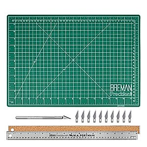 WA Portman Craft Cutting Mat Metal Ruler & Craft Knife Set - 24x36 Inch Self Healing Craft Cutting Mat - Hobby Knife Set - 10 Crafting Knife Blades - 36 Inch Cork-Backed Ruler - Precision Knife Set