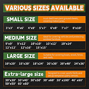 Tarps Heavy Duty Waterproof 6x8 Feet, 10Mil Multipurpose Small Tarp Cover with Metal Grommets and Reinforced Edges, Silver/Brown Tarp by RAINDEWAY