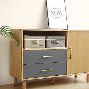 YueYue Linen Collapsible Storage Bins With Lids，Foldable Fabric Storage Bins Boxes，Storage boxes with lids Closet Bin（2 Pack Orange，13in/13in/13in