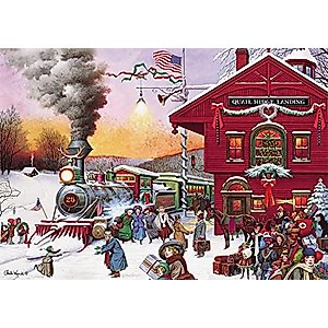 Buffalo Games - Charles Wysocki - Whistle Stop Christmas - 500 Piece Jigsaw Puzzle Red, Violet, Green, 21.25"L X 15"W