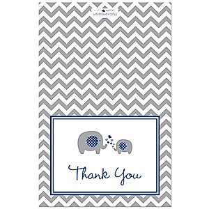 MyExpression.com 50 Cnt Navy Chevron Elephant Baby Thank You Cards