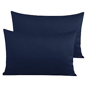 CHTENZY 100% Cotton Pillowcase 2 Pack, Suitable for Hair and Skin, Pillowcase Standard Size Set of 2, Microfiber Soft and Comfortable, Multiple Colors NavyBlue Standard20 x26