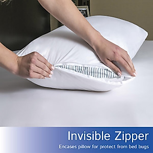 Four Seasons Essentials Standard Pillow Protectors (Set of 2) – Zippered Waterproof Pillow Covers Hypoallergenic Dust Proof Pillowcase Encasement Cover