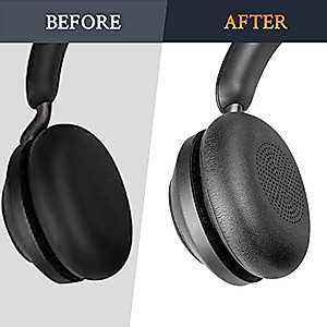 SOULWIT Earpads Replacement for Jabra Evolve2 65 (65MS 65UC USB)/Evolve2 40 (40UC 40MS USB)/Elite 45h On-Ear Wireless Headset, Ear Pads Cushions with Softer Protein Leather