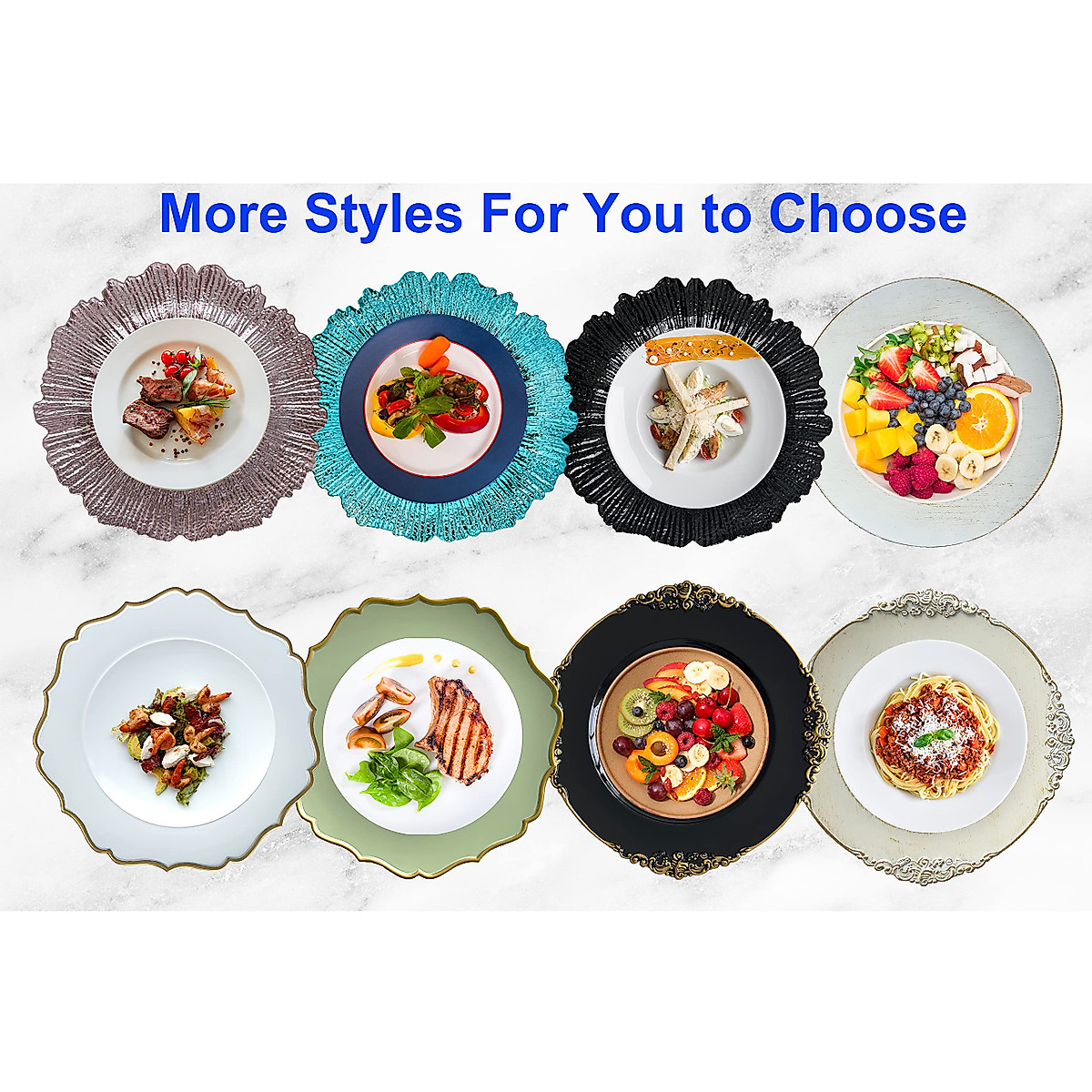 Henilosson Green Charger Plates Gold Trim - Classic Plate Chargers for Dinner Plates - Set of 6 Dinner Chargers（6，Green）