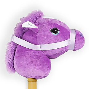 PonyLand: Music Stick Animal - Purple & White Horse - Music Button, Sturdy Two-Piece Stick W/Colorful Soft Plush Animal Head, Toy, Kids Ages 3+
