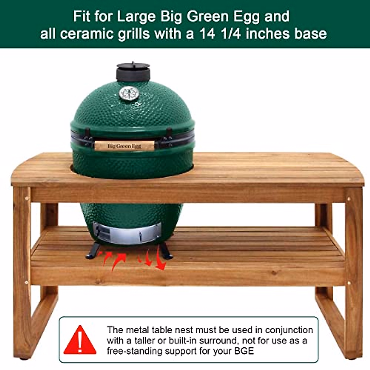 Quantfire Grill Stand Table Nest for Large Big Green Egg, Big Green Egg Accessories Kamado Grill Table Nest Stand