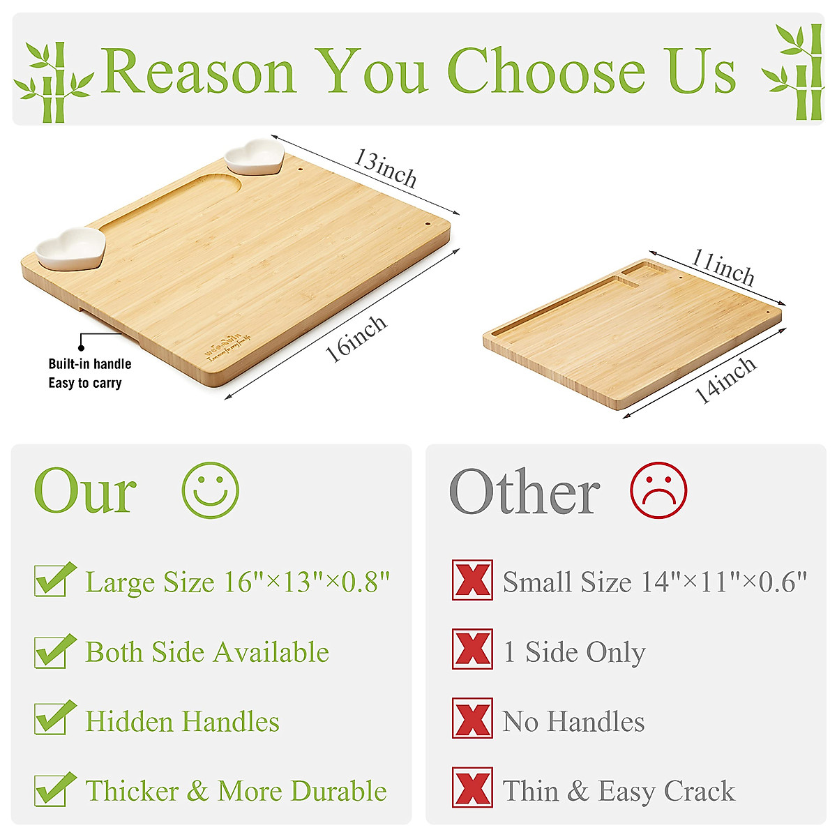 Weoowin Bamboo Charcuterie Boards - Cheese Board and Knife Set, Unique Housewarming, Thanksgiving, Wedding, Birthday, Love Gifts for Couple, Christmas, Bridal Shower Gift (White)