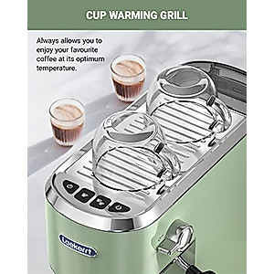 Laekerrt Espresso Machine 20 Bar Espresso Maker CMEP02 with Milk Frother Steam Wand, Retro Home Expresso Coffee Machine for Cappuccino and Latte (Green) Gift for Coffee Lovers, Mom, Friend, Family