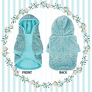 Yagamii Winter Dog Clothes Fleece Flannel Dog Hoodie Warm Dog Coat Jacket for Small Dogs Cats Puppy, Dog Sweater with Hat and Leash Hole Green Pet Clothes Cold Weather Dog Apparel