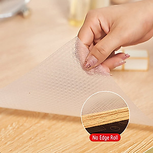 4 Rolls Non Adhesive Shelf Liners for Kitchen Cabinets, Waterproof Drawer Liners for Kitchen, Non-Slip Cabinet Liner for Kitchen Cabinet, Shelves, Desks, 17.7 Inch X 5 FT