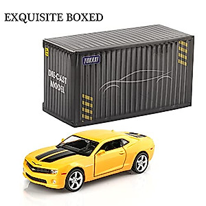 TOKAXI 1/36 Scale Chevrolet Camaro Diecast Cars Models,Camaro Bumblebee Pull Back Toy Cars,Cars Gifts for Boys Girls(Yellow)