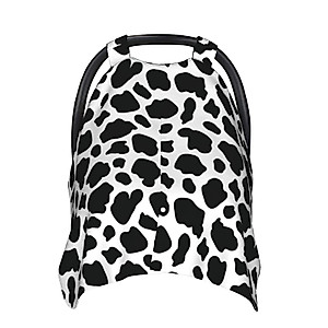 Black and White Cow Skin Baby Car Seat Canopy Cover Multi Use Nursing Cover for Newborn Car Seat Canopy Mom Nursing Breastfeeding Covers Newborn Shower Gift