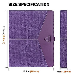 Toplive Padfolio 3 Ring Binder (1'' Round Ring) Business Portfolio Folder for Interview, Conference and Presentation, Purple