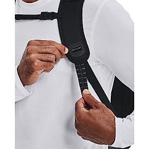 Under Armour Adult Hustle Pro Backpack , Black (001)/Metallic Silver , One Size Fits All