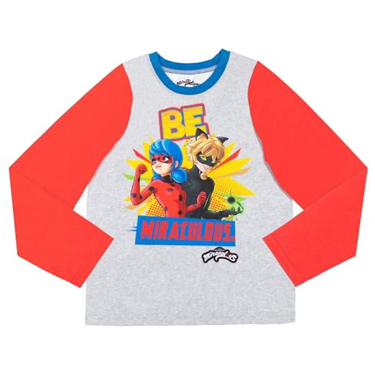 Miraculous Ladybug Cat Noir Little Girls Long Sleeve Pajama Pant Set Red/Gray 6X