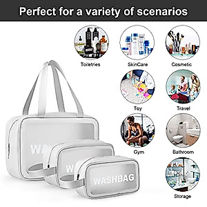 MicoSim Clear Toiletry Bag Set for Women Men, Translucent Waterproof Travel Makeup Bag with Handle, Large Capacity Sturdy & Leak Resistant Cosmetic Bag Pouch for Traveling,Accessories…