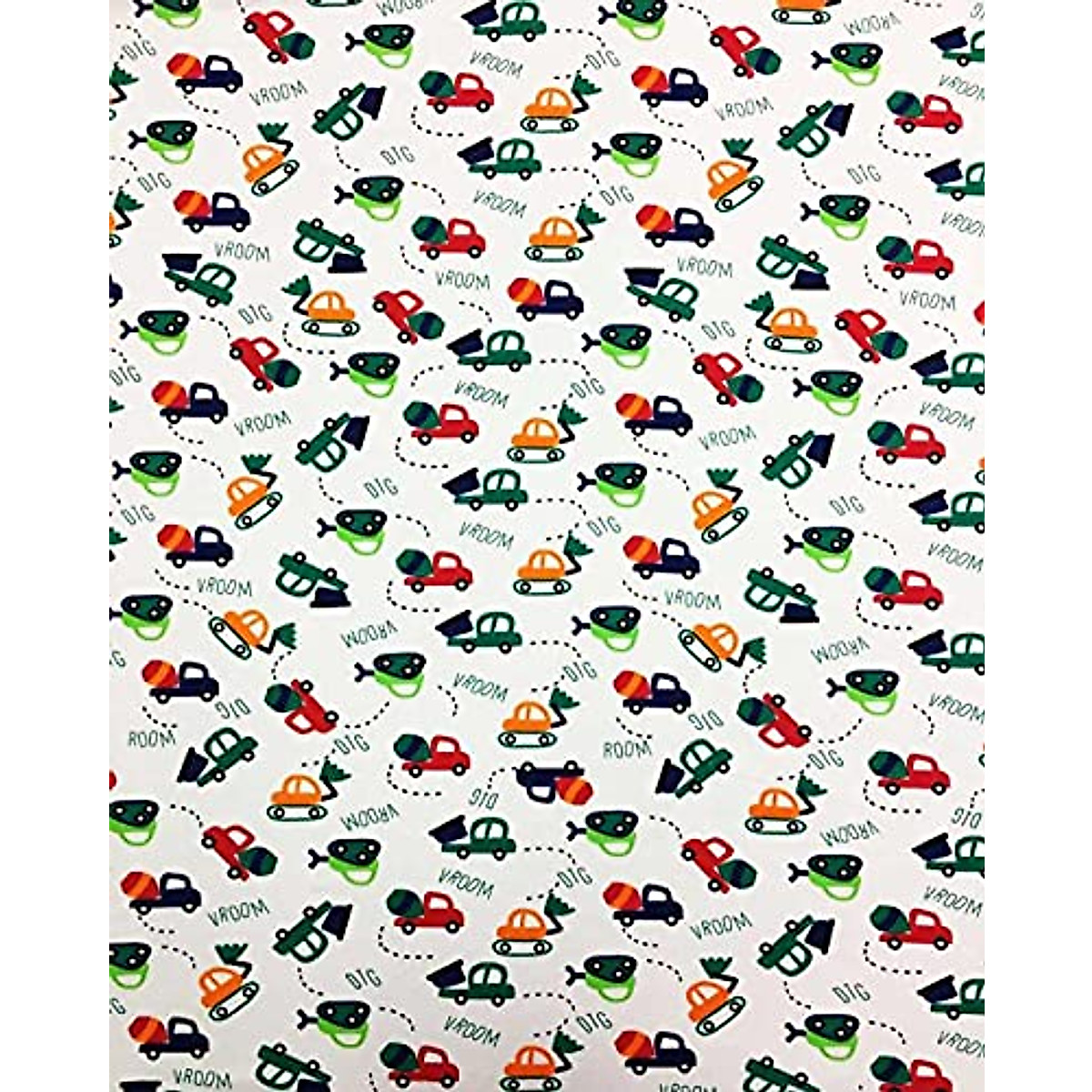 SheetWorld 100% Cotton Interlock Jersey Crib Sheet Set 28 x 52, Construction Cars, Made in USA