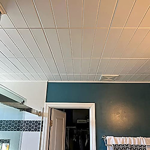 A La Maison Ceilings R104 Bead Board Foam Glue-up Ceiling Tile (256 sq. ft./Case), Pack of 96, Plain White