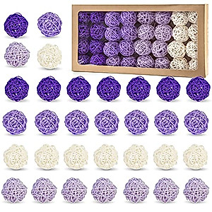DomeStar Decorative Balls Centerpiece Bowls, 32PCS Purple Rattan Balls Very Peri Wicker Balls 2 Inch Natural Decorative Orbs Vase Fillers