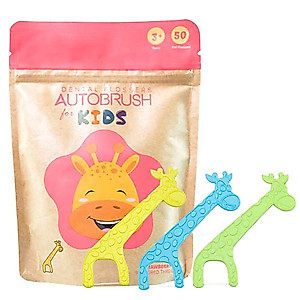 AutoBrush for Kids Strawberry Flavored Dental Flossers, First Nano-hAp (Nano Hydroxyapatite) Infused Floss Picks (1 Pack)