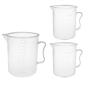 uxcell Measuring Cup 300ml 300ml 1000ml Set of 3, PP Plastic Graduated Beaker Transparent with Handle for Lab Kitchen Liquids