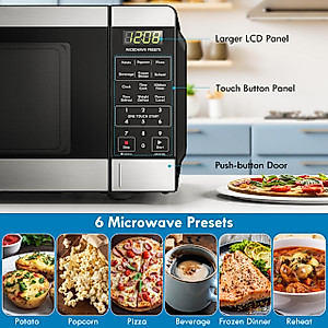 Kenmore KMCMWP09S2-09 Countertop Microwave 6 Auto-Preset Menus, Child Lock, Defrost & Express Cooking Features, 900 Watt, 0.9 Cu Ft, Stainless Steel