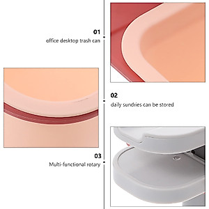 VOSAREA Table Mount Trash Can Mini Desk Hanging Trash Bin Tiny Waste Bin Makeup Pad Garbage Holder for Coffee Vanity Table Kitchen Pink