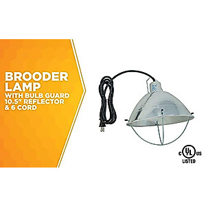 Woods 0165 Brooder Lamp with Bulb Guard;10.5 Inch Reflector and 6 Foot Cord (250 Watt; 18/2 SJTW); 0