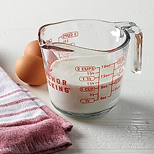 Anchor Hocking Glass Measuring Cup, 4 Pieces, Set Includes 5 oz, 1-cup, 2-cup, 4-cup