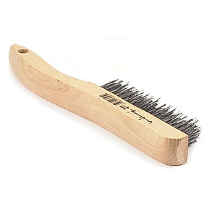 Forney 70505 Wire Scratch Brush, Carbon Steel with Wood Shoe Handle, 10-1/4-Inch-by-.014-Inch