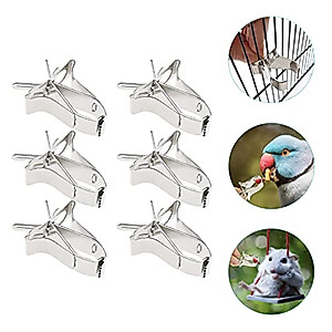 YARNOW Hamster Critters Toys 6pcs Bird Cage Food Holder Clips Stainless Steel Vegetable Fruit Clip Bird Cage Accessories for Birds Parrot Budgie Parakeet Cockatiel Little