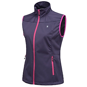 Little Donkey Andy Women's Lightweight Softshell Vest, Windproof Sleeveless Jacket for Running Hiking Travel, Purple S