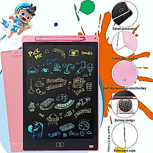LCD Writing Tablet 2 Packs Toddler Toys, 12 Inch Doodle Board Drawing Pad Gifts for Kids Games, Erasable Colorful Drawing Board Toy Christmas Birthday Gift for 2 3 4 5 6 7 Years Old, Pink Black