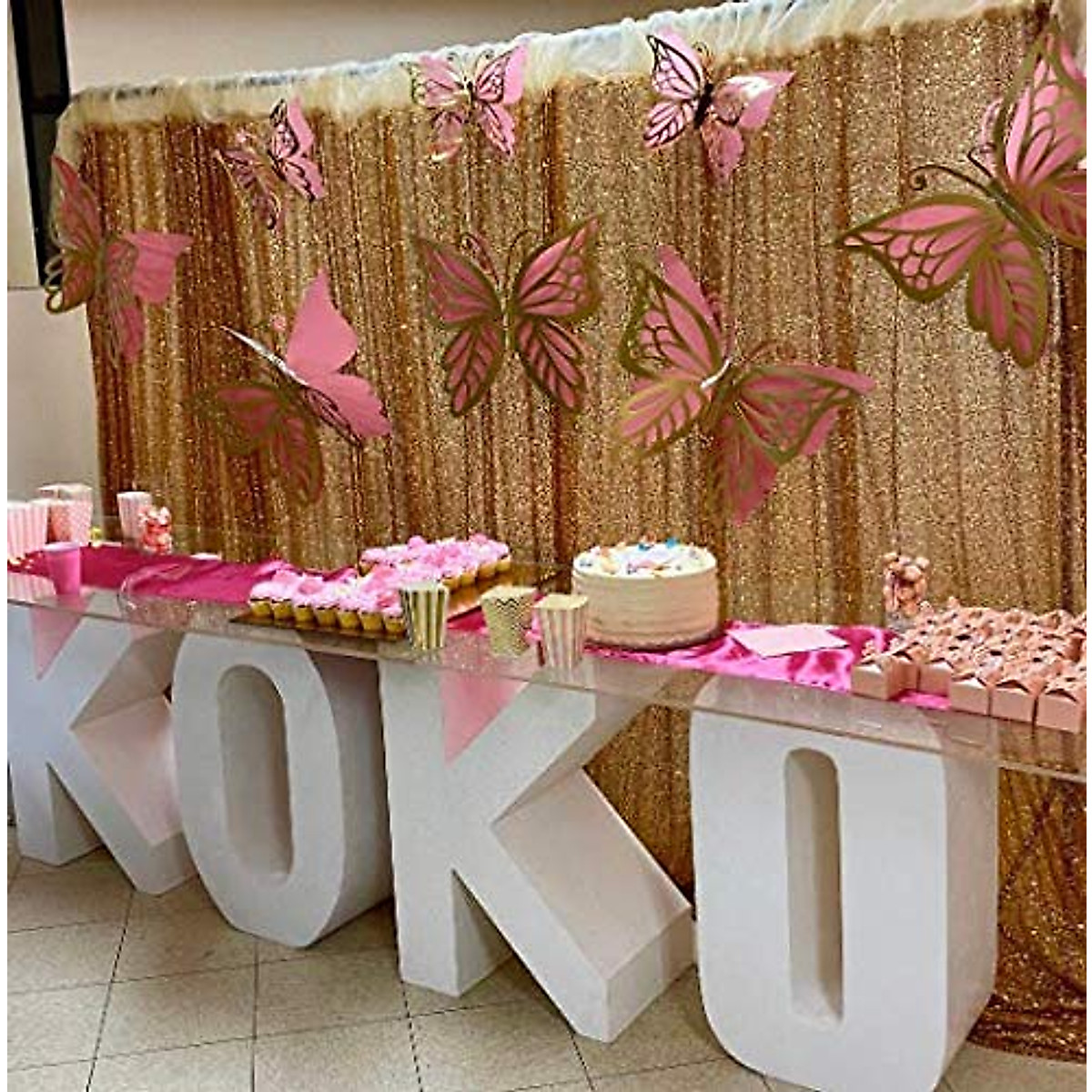 Large Butterfly Party Decoration paper Butterfly in 3 different sizes Giant butterfly Large Butterfly prop (Gold and Pink)